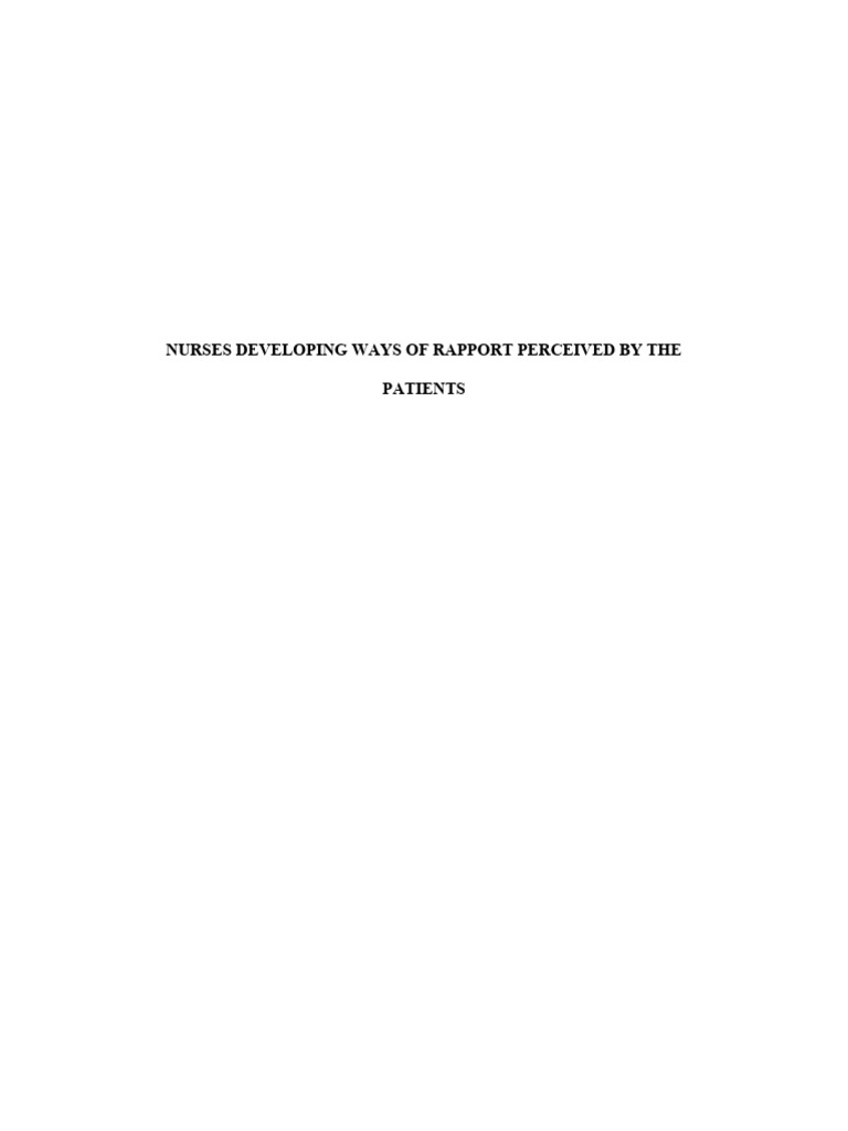 Nurses Developing Ways of Rapport Perceived by The Patients | PDF ...