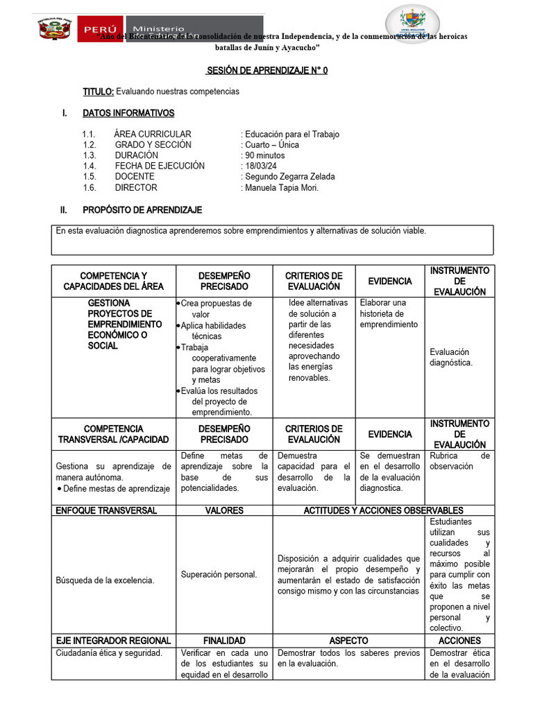 Sesion Ept, 4º - 063705 | PDF | Evaluación | Maestros