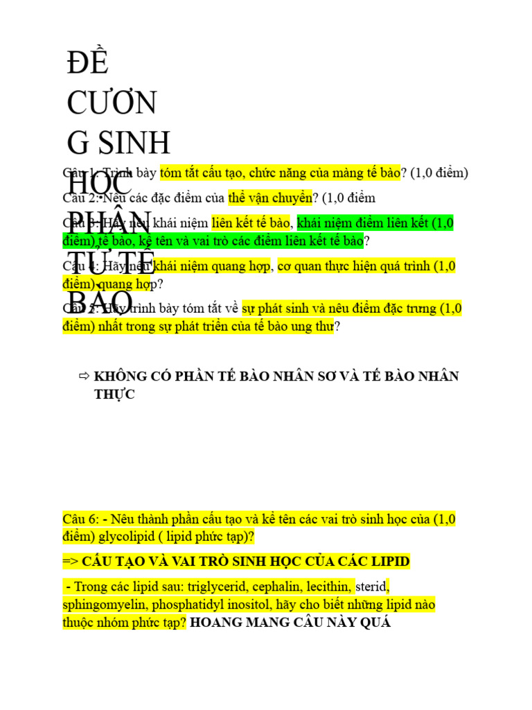 Đè Cương Sinh Học | PDF