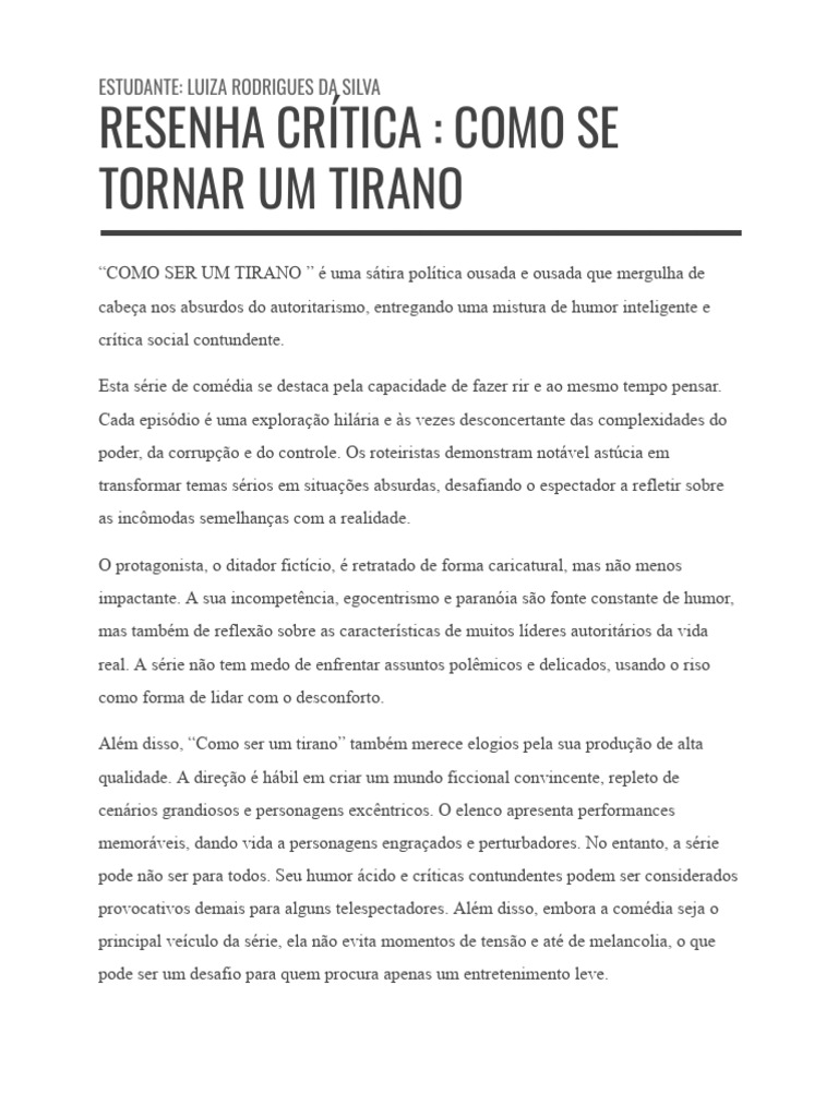 Como Se Tornar Um Tirano | PDF | Comédia