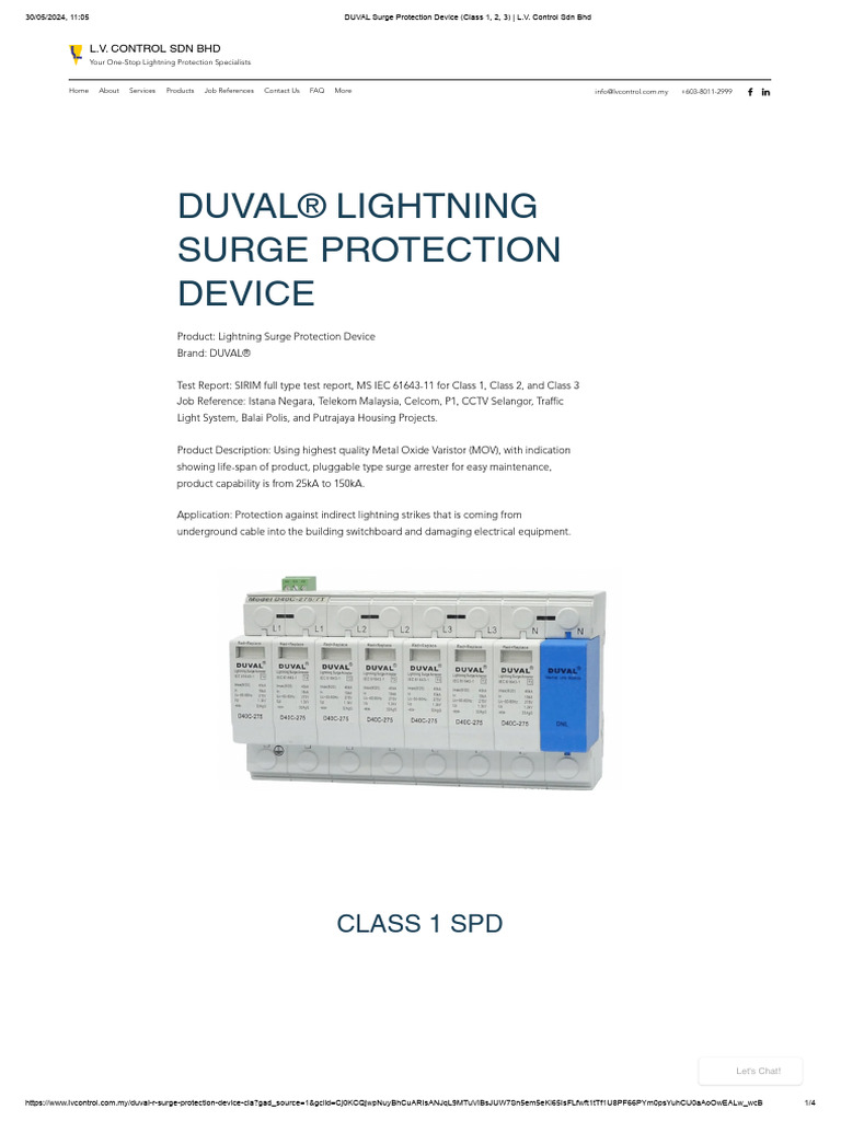 DUVAL Surge Protection Device (Class 1, 2, 3) | PDF | Power Engineering | Electrical Components