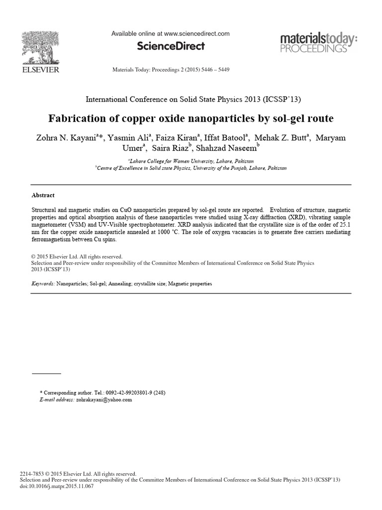 Synthesis of Carbon Nano Particles by Sol Gel Method Paper 1 | PDF | Nanoparticle | Solid State ...