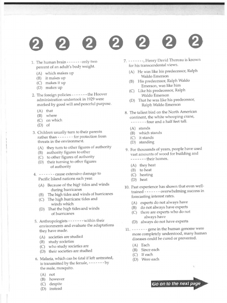 TOEFL Structure Practice | PDF