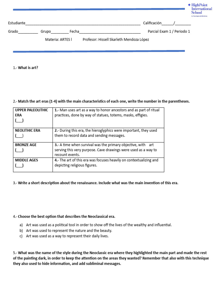 Art History Exam: Eras and Movements | PDF | Paintings | Renaissance