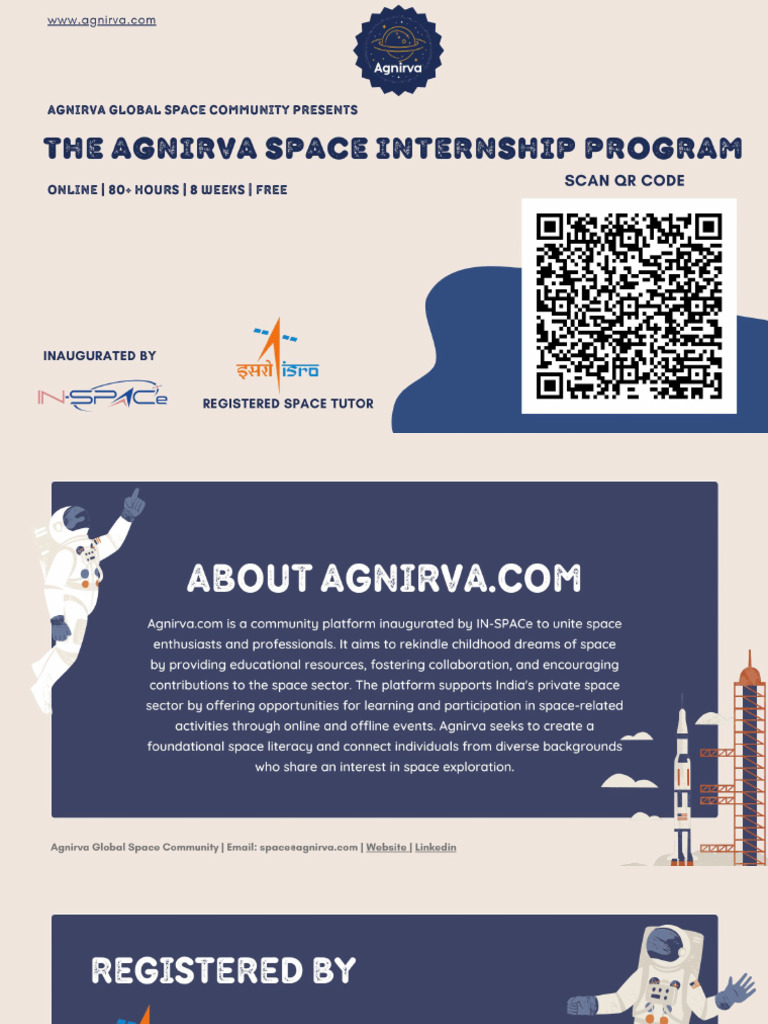 Internship Opportunity With Agnirva Space - IsRO Registered Space Tutor | PDF