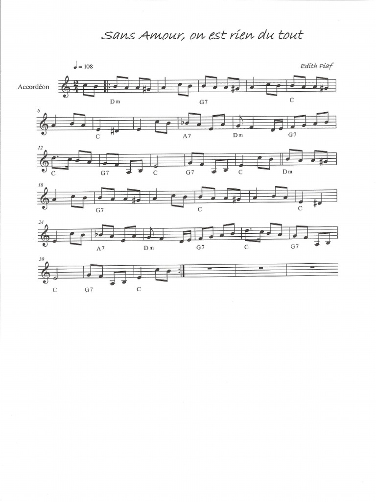 Edith Piaf - Sans Amour On Est Rien Du Tout | PDF