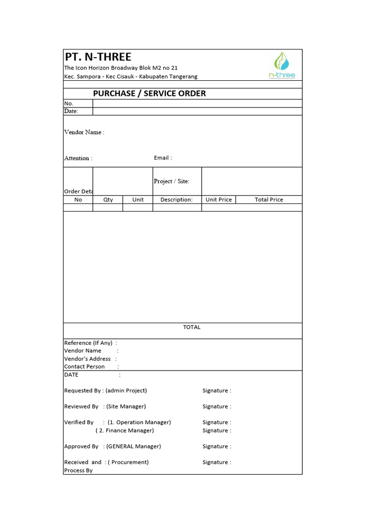 Purchase Order Template for Vendors | PDF | Technology & Engineering