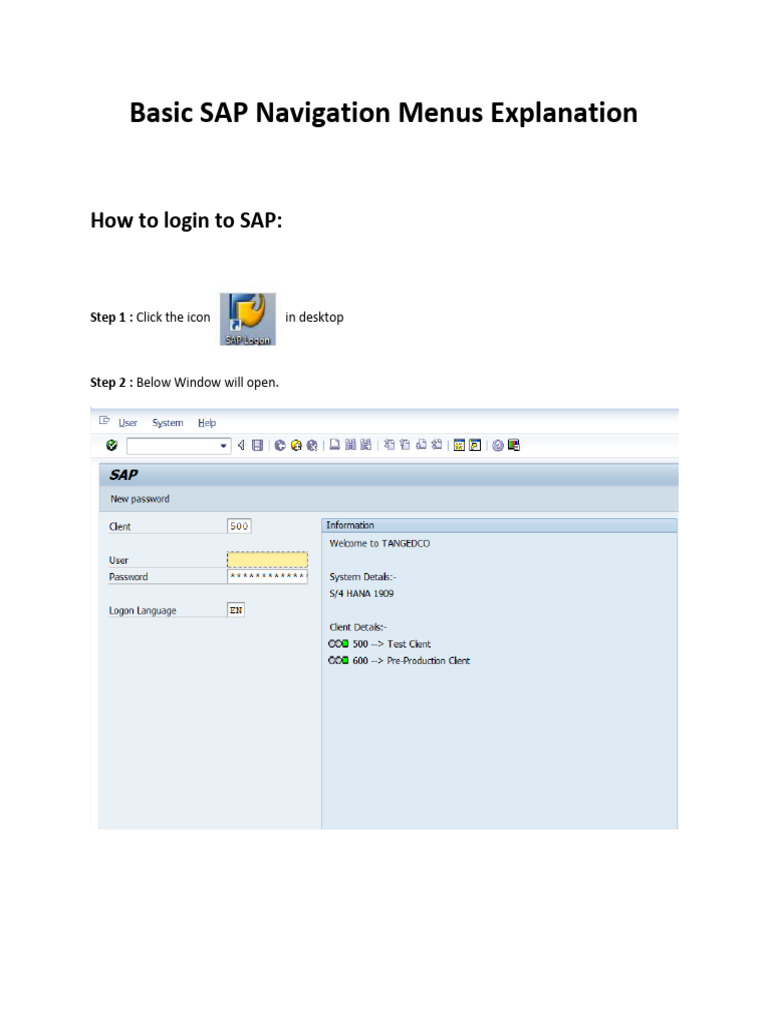 User Manual-General SAP Screen Navigation | PDF | Menu (Computing) | Icon (Computing)