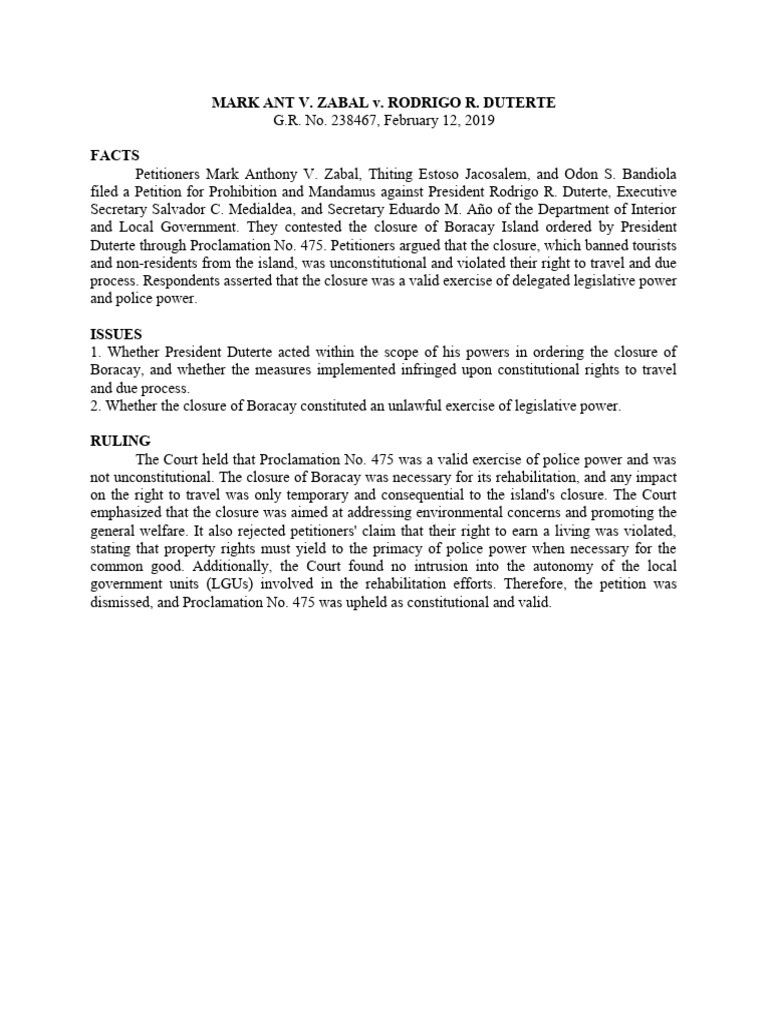 MARK ANT V. ZABAL v. RODRIGO DUTERTE | PDF