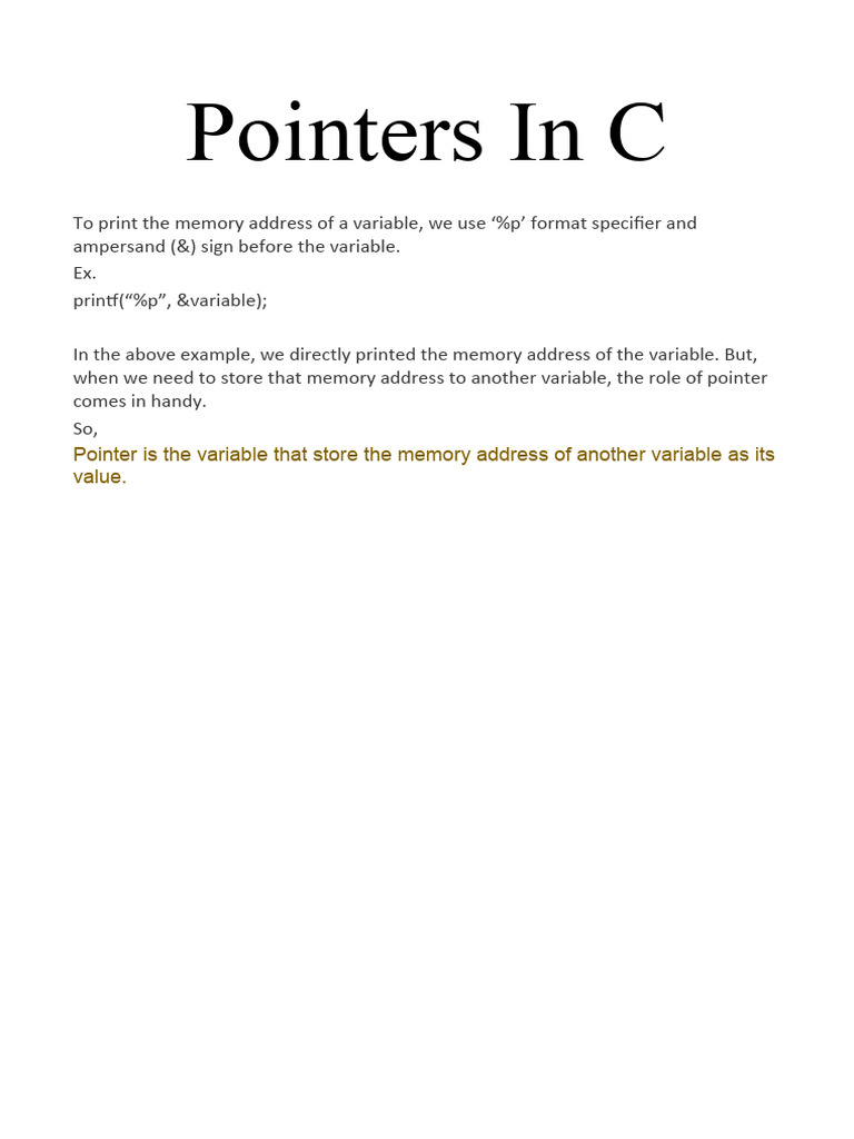Understanding Pointers in C Programming | PDF | Teaching Methods ...