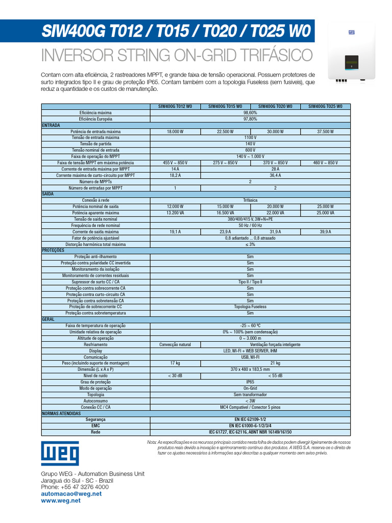 DATASHEET - SIW400G - T012-T015-T020-T025 - W0 - PT - Web | PDF ...