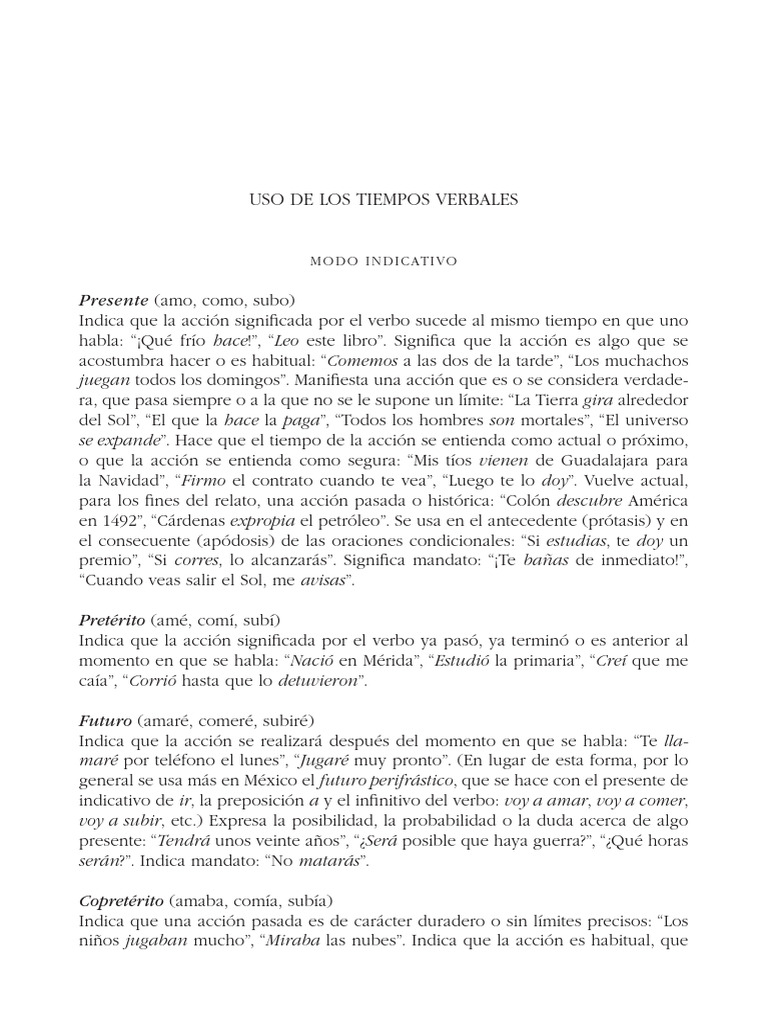 Guía de Uso de Tiempos Verbales | PDF | Mecánica del lenguaje | Gramática