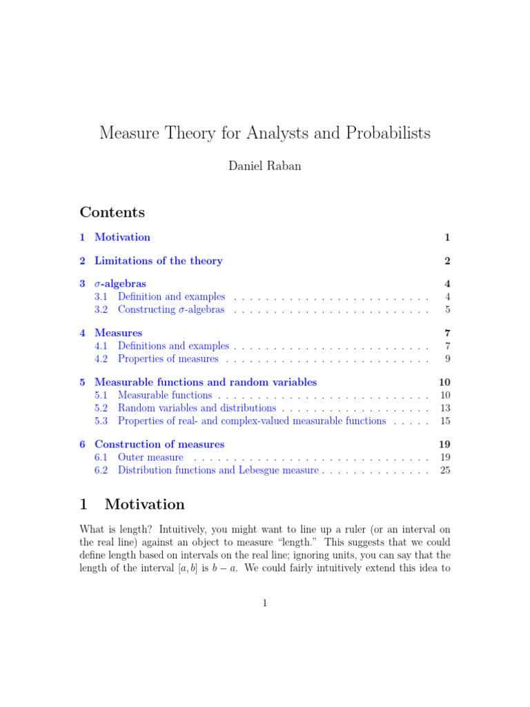 Measure Theory Notes | PDF | Measure (Mathematics) | Probability ...