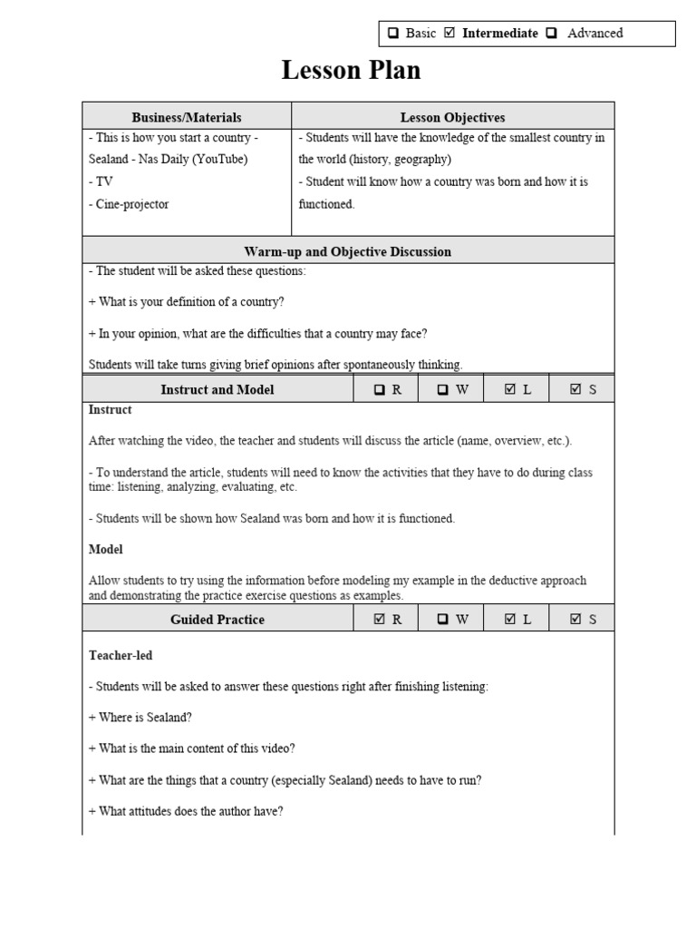Lesson Plan 9 | PDF | Lesson Plan | Cognition