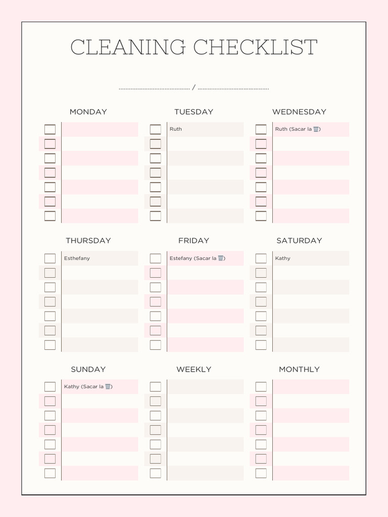 Pink Simple Daily Cleaning Checklist_20240510_000953_0000 | PDF