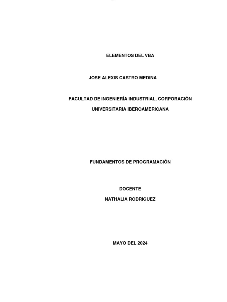 Elementos Del Vba | PDF | Objeto (informática) | Programa de computadora