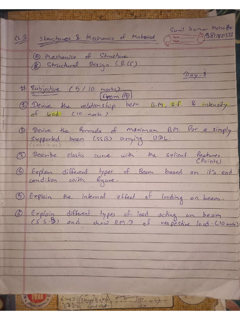 Mechanics of Material Class Note (sub engineer) | PDF