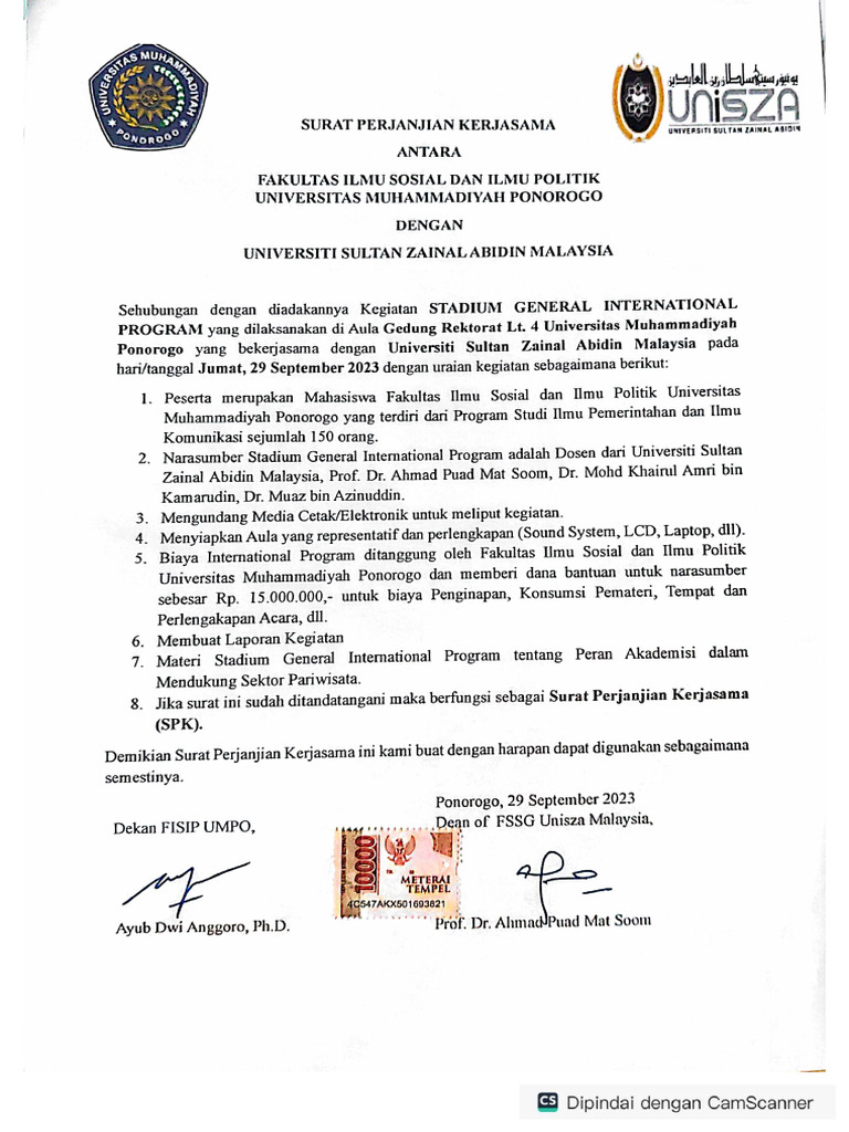 SPK Fisip Umpo X Unisza Malaysia | PDF