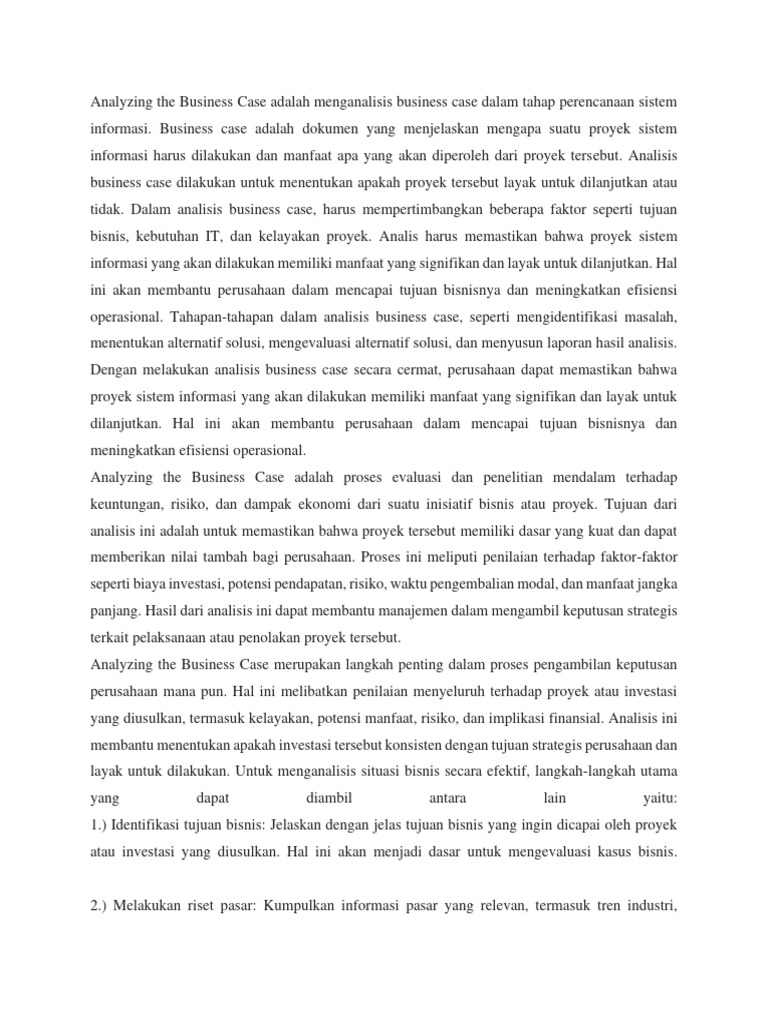 Analyzing The Business Case Adalah Menganalisis Business Case Dalam ...