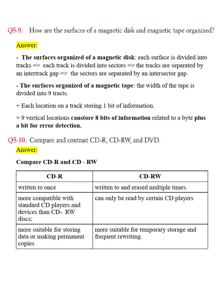 Group2 - Câu hỏi review chap5 (9-16) | PDF | Input/Output | Compact Disc