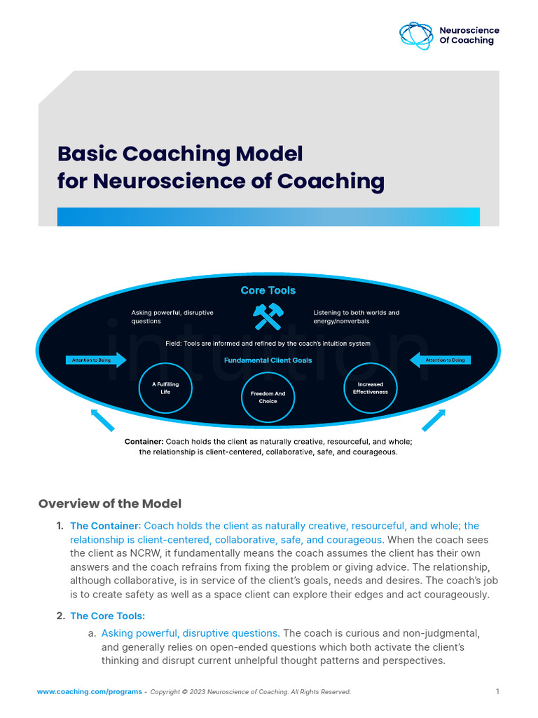NoC_2023_Kickstart_Basic_Coaching_Model_for_Neuroscience_of_Coaching-1 | PDF | Goal | Feeling