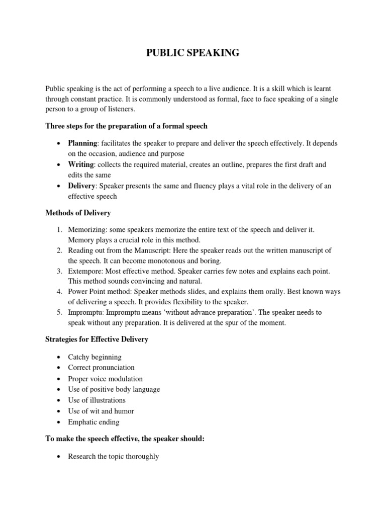 Public Speaking | Download Free PDF | Public Speaking | Speech