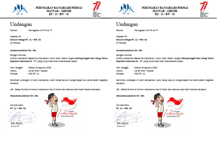 Undangan HUT RI 77 2022 | PDF