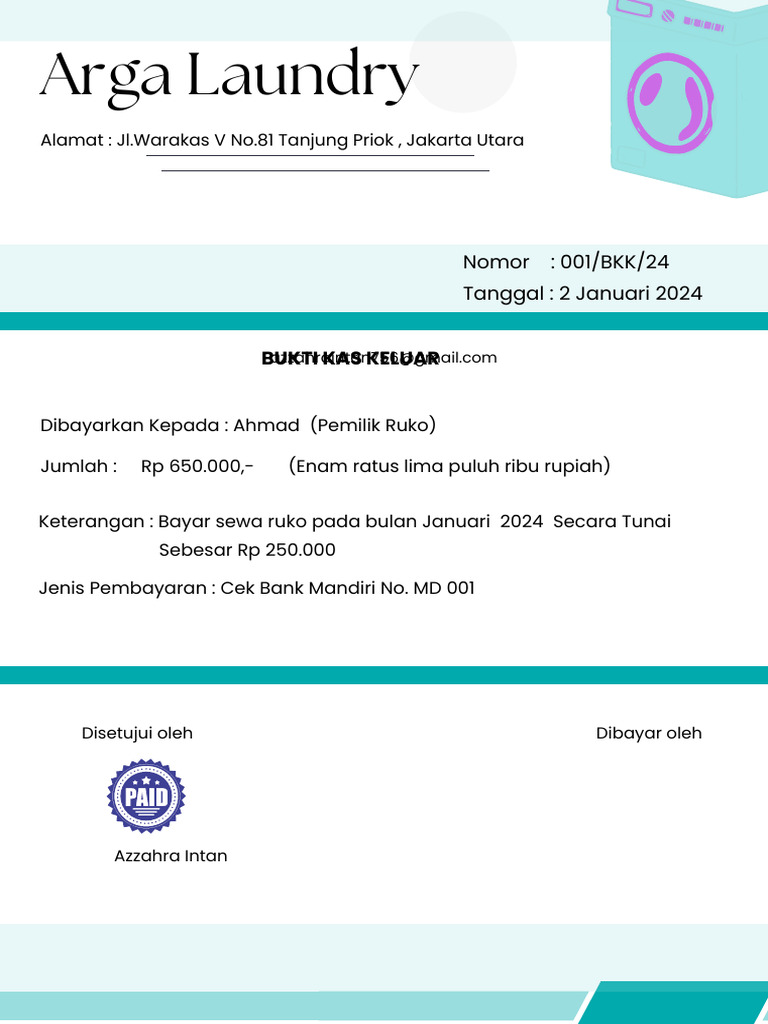 Transaksi ZAHIR Perusahan Jasa Laundry | PDF