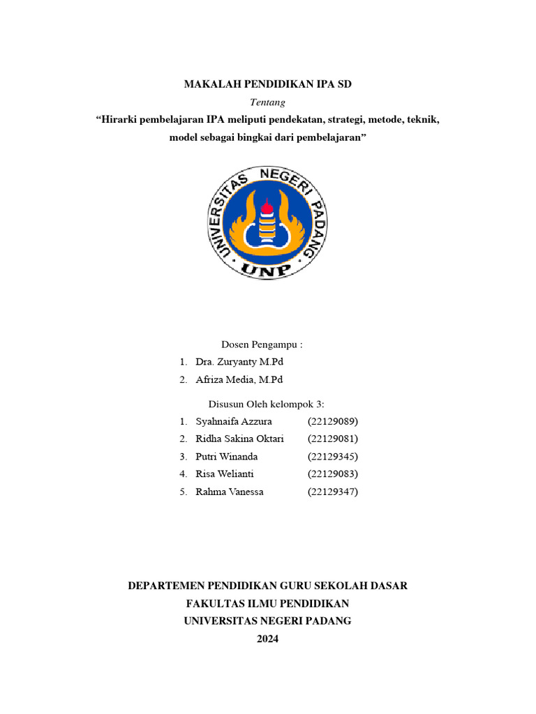Hirarki Pembelajaran IPA SD | PDF