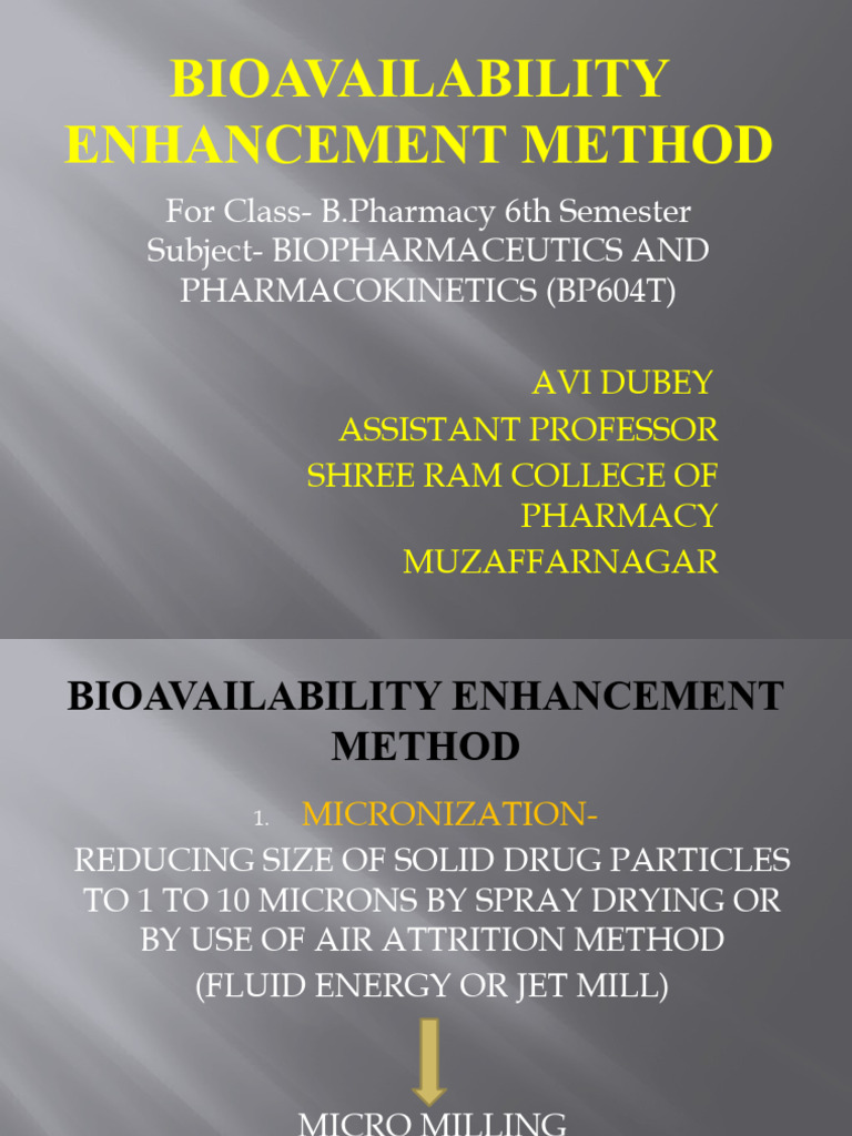 Bioavailability Enhancement Method | PDF | Pharmacokinetics | Pharmacology