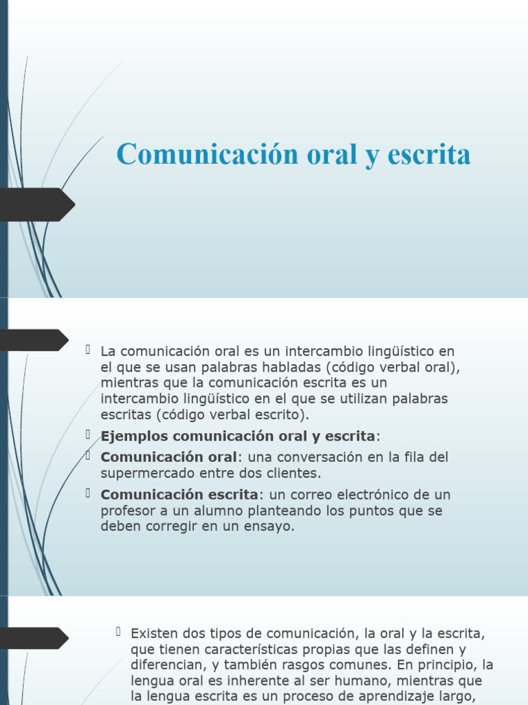 Comunicacion Oral y Escrita | Descargar gratis PDF | Comunicación | Habla