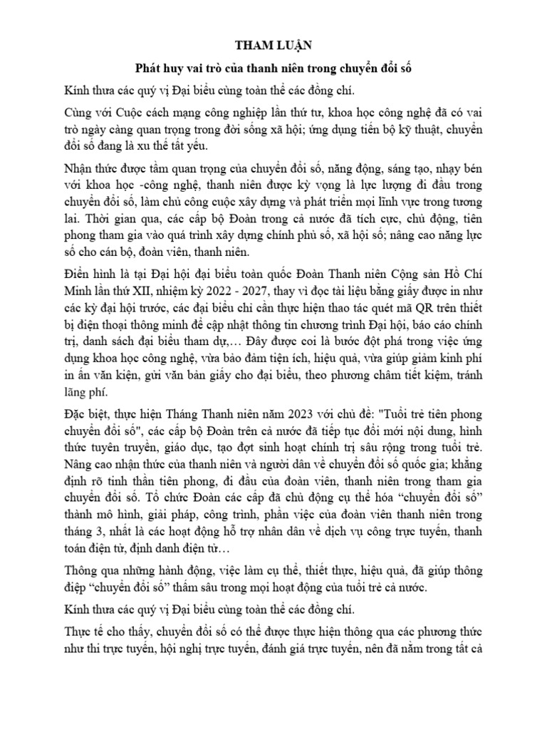 Tham Luan TN V I Chuyen Doi So | PDF