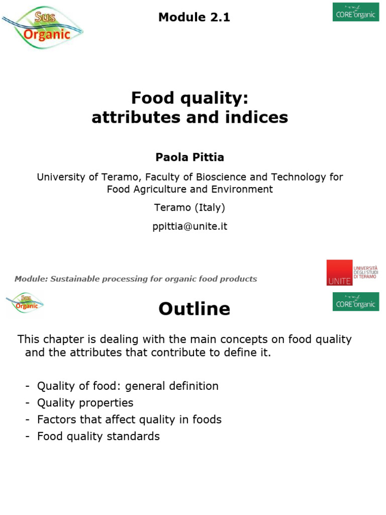 Module 2 1 Food Quality | PDF | Organic Foods | Foods