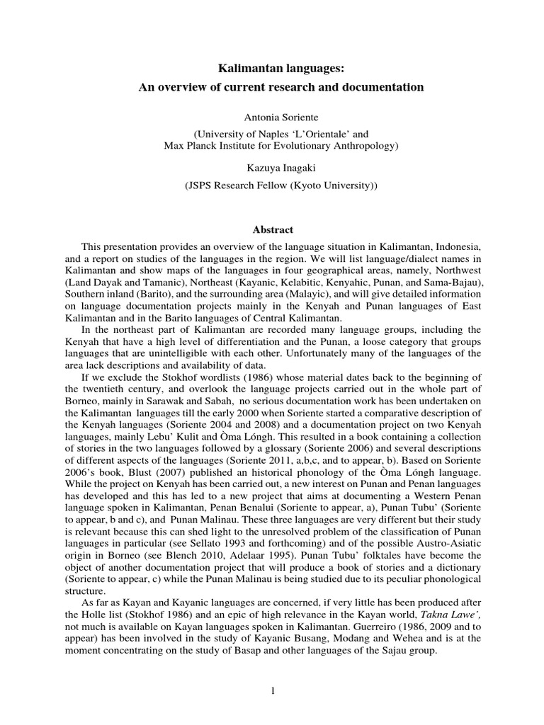 Overview of Kalimantan Languages Research | PDF | Borneo | Linguistics