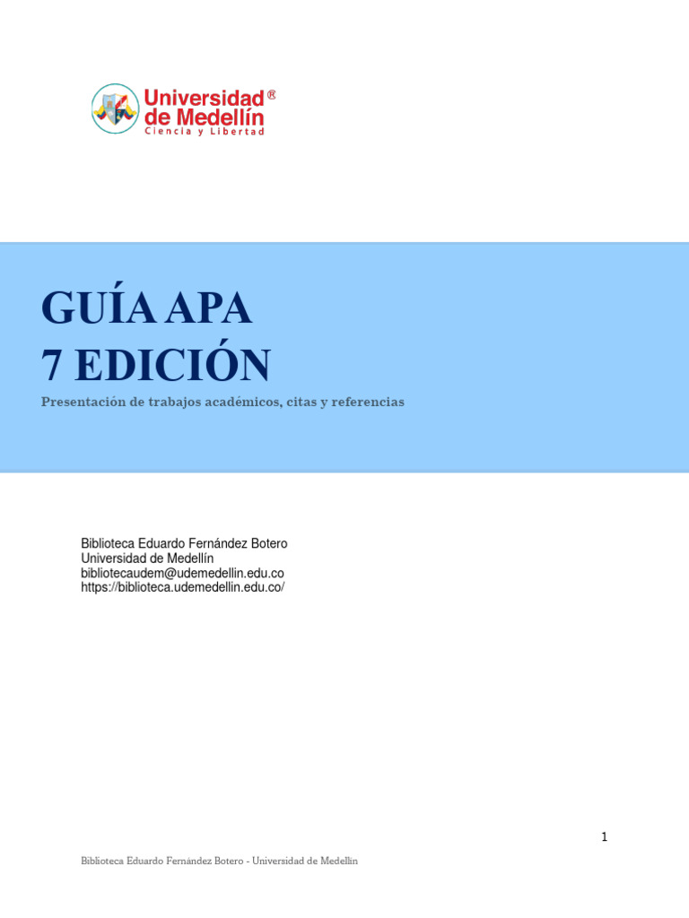Guia Norma APA 7 Ed Udemedellín | PDF | Estilo apa | Serif