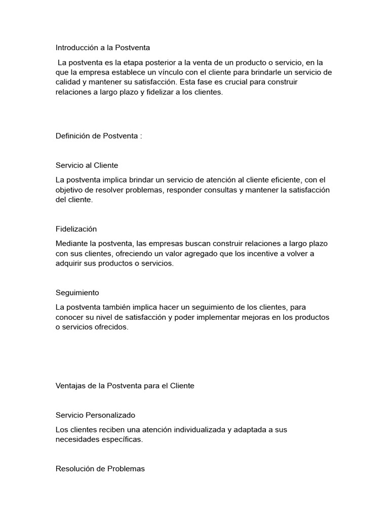 Postventa | Descargar gratis PDF | Business | Servicio al Cliente