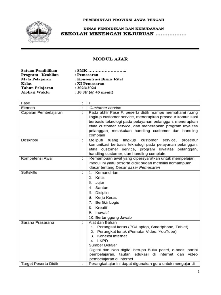 Modul Ajar Fase F BR 3.7 Handling Complaint | PDF Modul Ajar Fase F BR 3.7 Handling Complaint | PDF