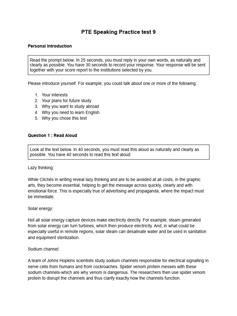 PTE Speaking Practice Test 9 | PDF | Wales | Water