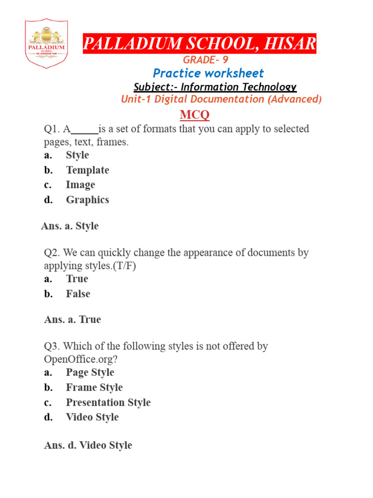 G-10 Unit - 1 (Part - B) MCQ Practice Worksheet | PDF | System Software | Computing