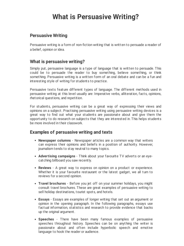 Persuasive Writing Language - What Is Persuasive Writing | PDF ...