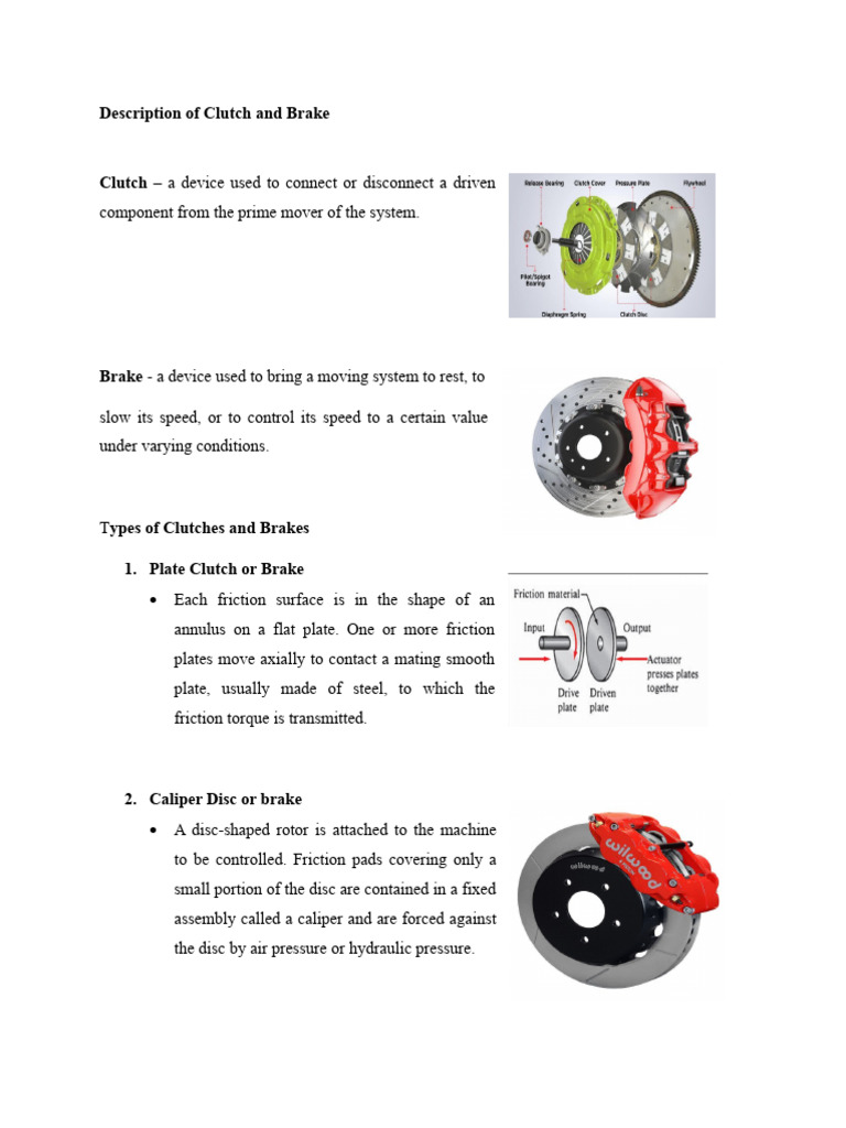 Types and Functions of Clutches and Brakes | PDF | Clutch | Brake