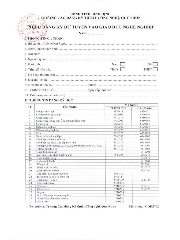Phieu Dang Ky - 2022 | PDF