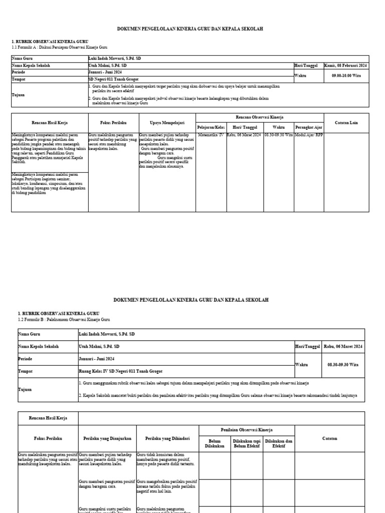 Form Observasi Luki | PDF | Karier & Perkembangan