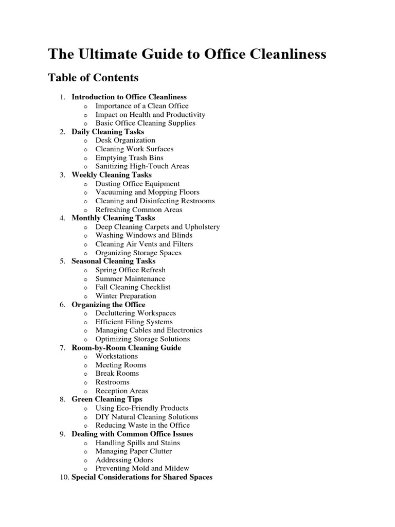 Office Cleanliness Essentials Guide | PDF | Vacuum Cleaner | Public Toilet