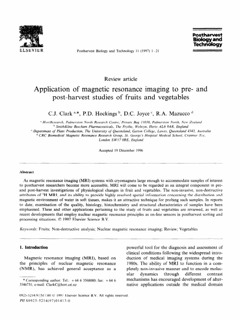 Applicaction of MRI Frutis and Vegetable | PDF | Relaxation (Nmr ...
