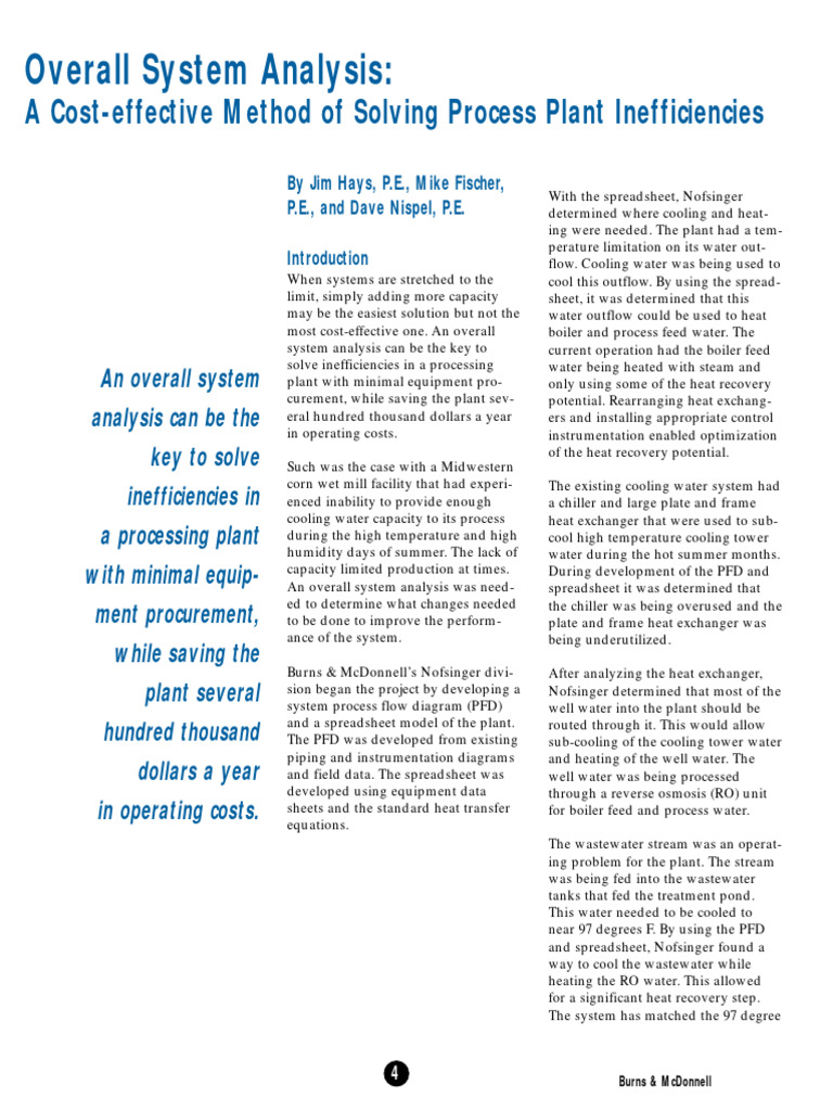 Overall System Analysis:: A Cost-Effective Method of Solving Process ...