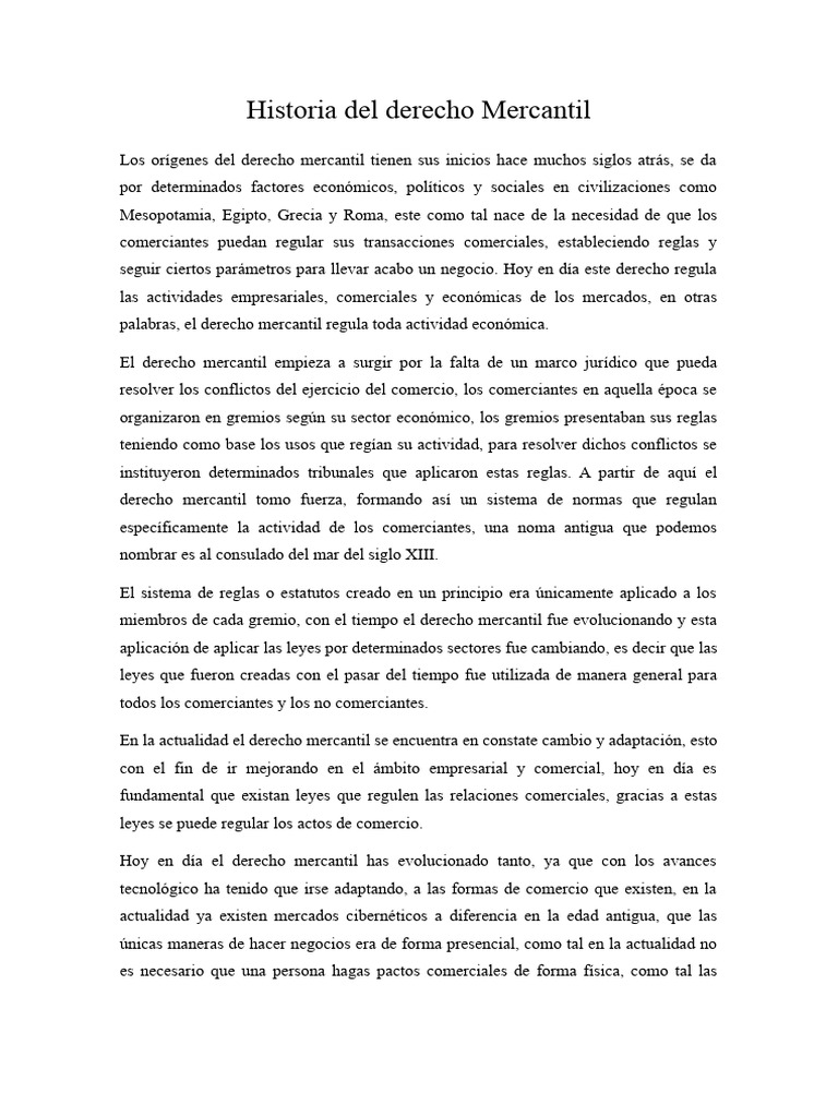 Historia Del Derecho Mercantil | PDF | Comercio | Justicia