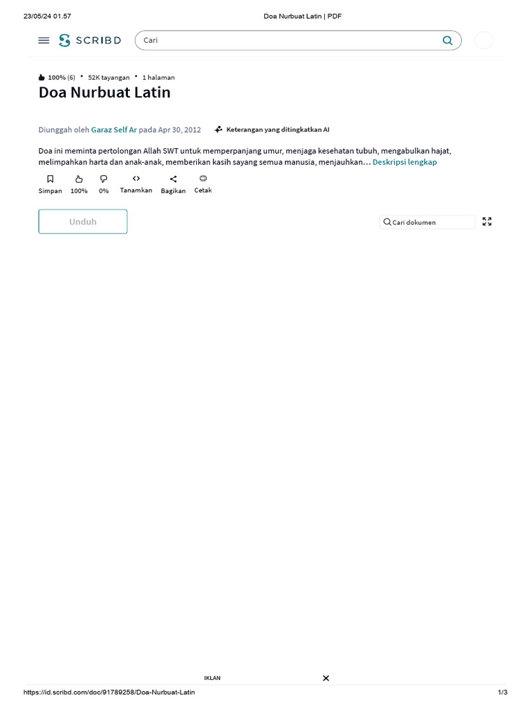 Doa Nurbuat Latin dan Artinya PDF | PDF