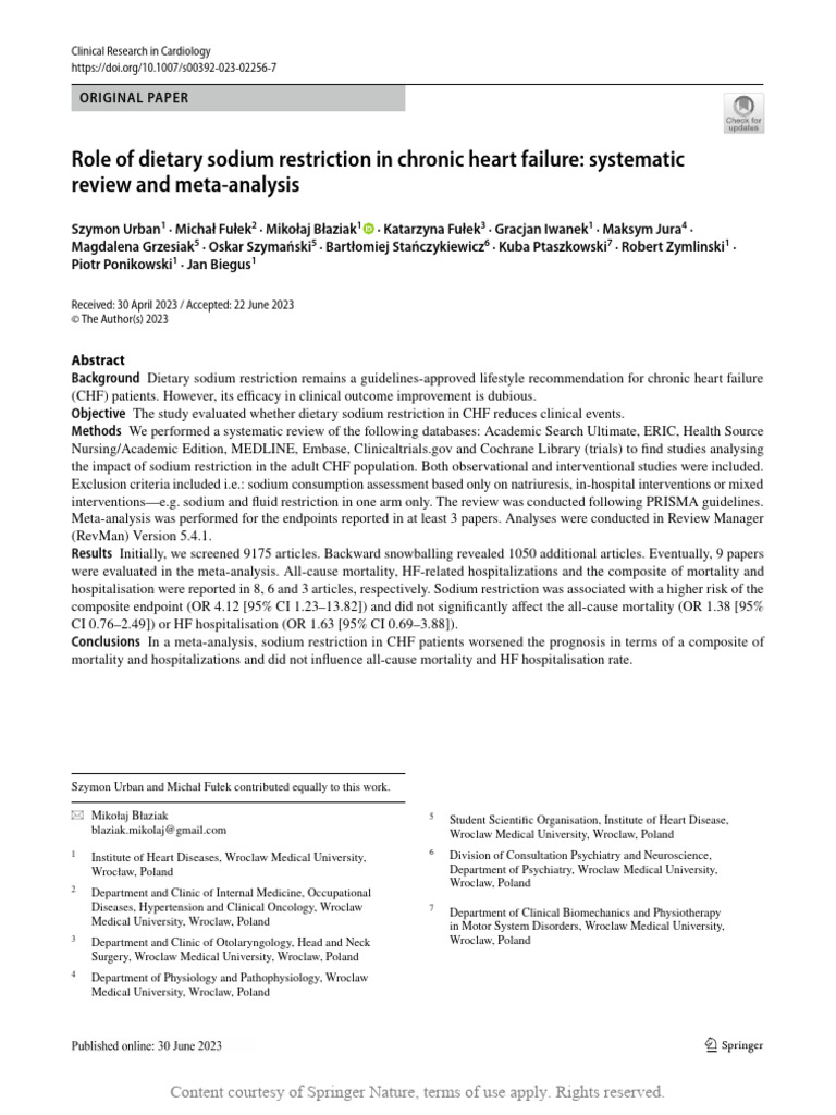 Role of Dietary - Sodium - Restriction - in - Chronic - Hear | PDF ...