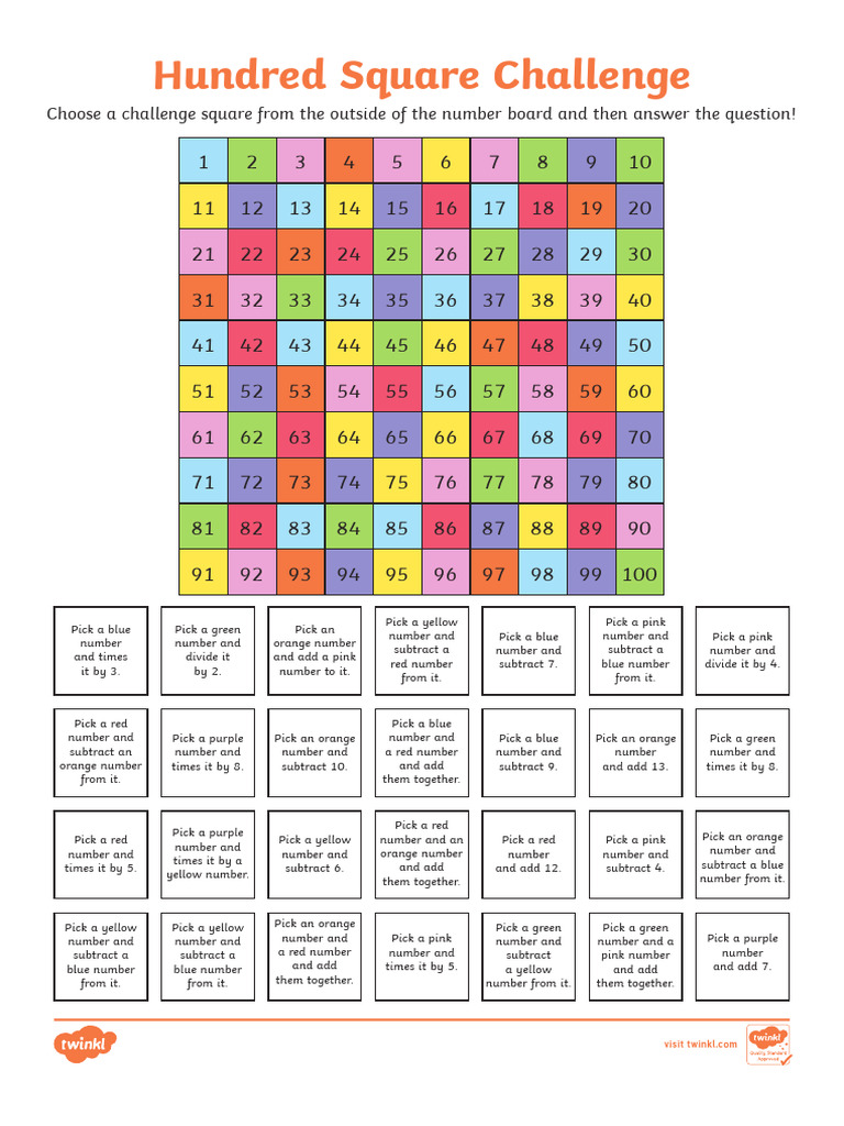 T N 1386 Hundred Square Challenge Sheet - Ver - 3 | PDF